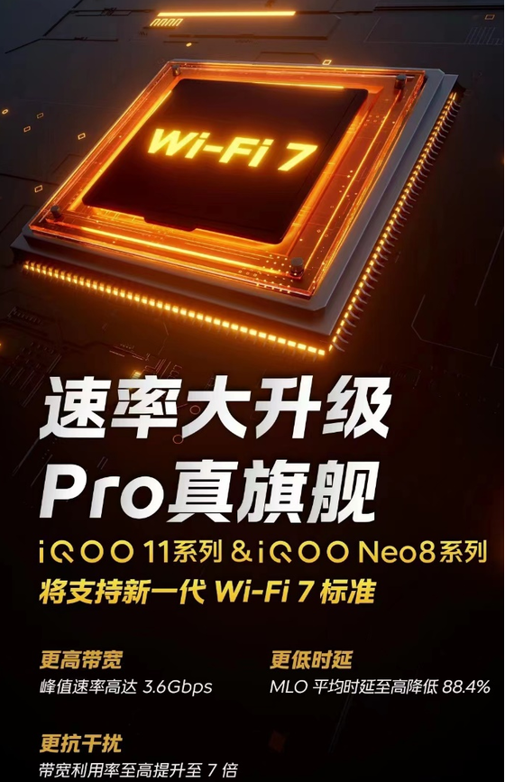 iQOO Neo8 Pro将支持新一代Wi-Fi 7标准：网络速率提升至3.6Gbps-系统之家